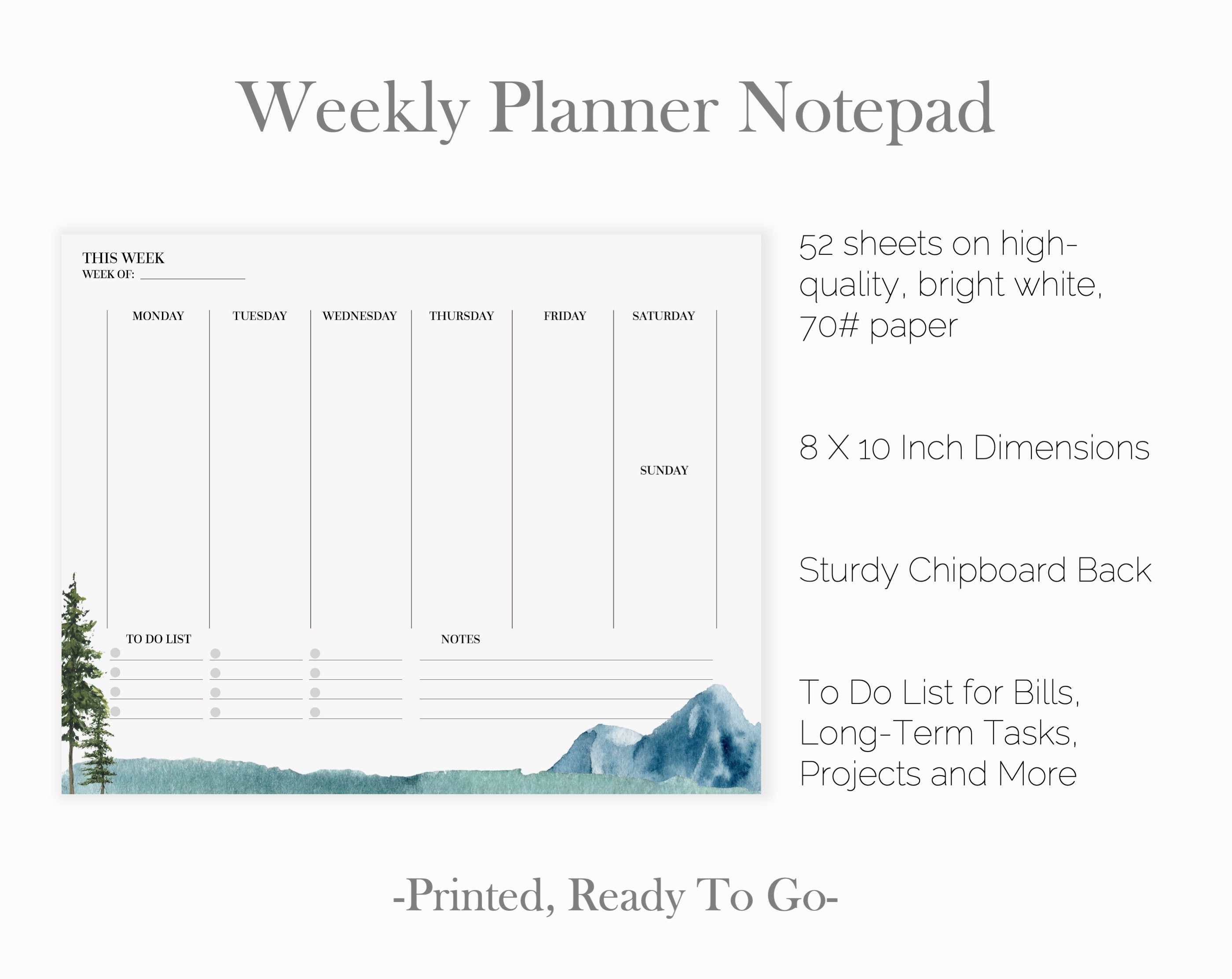 Mountain Weekly Planner Notepad Notepad Planner Family - Etsy