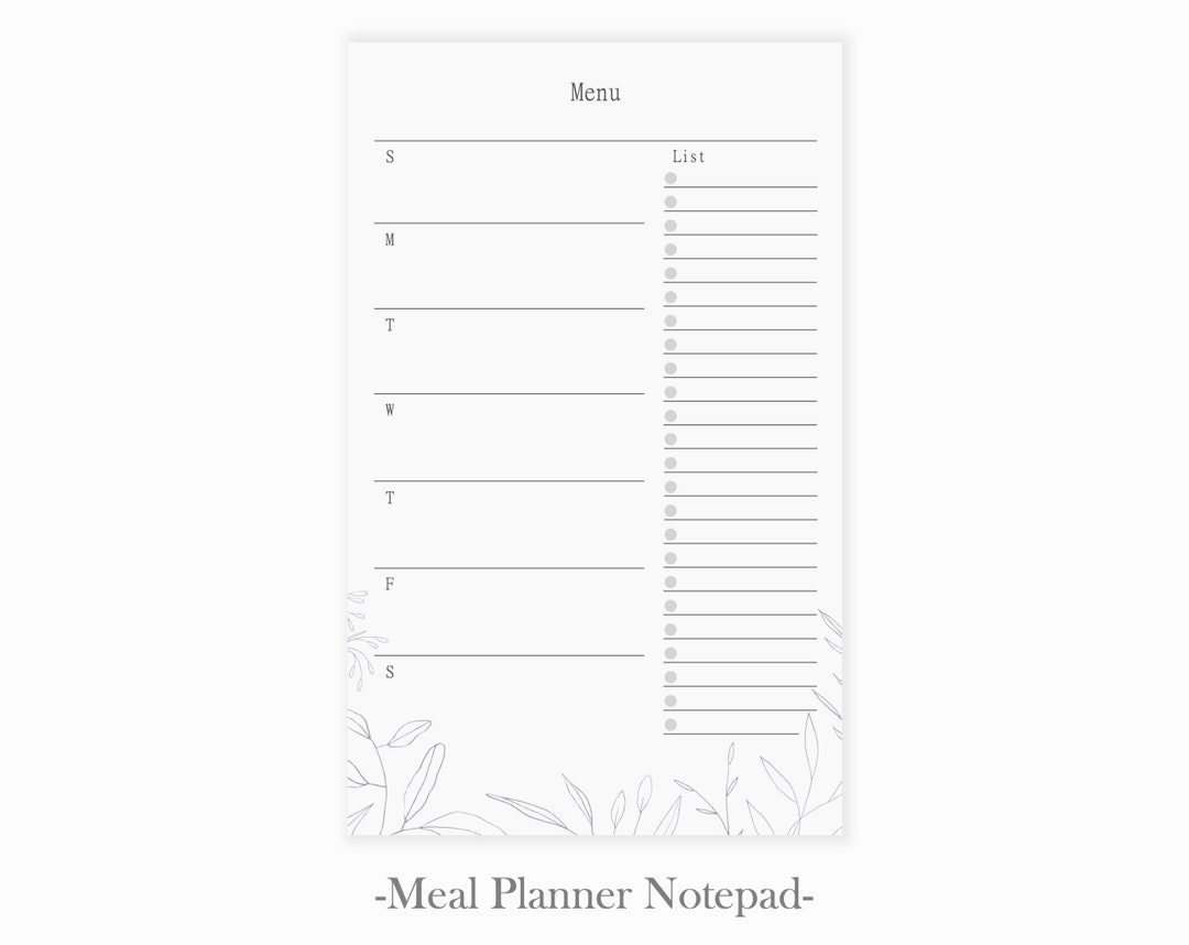 Modern Floral Weekly Meal Planner Notepad | Botanical Magnetic Meal ...