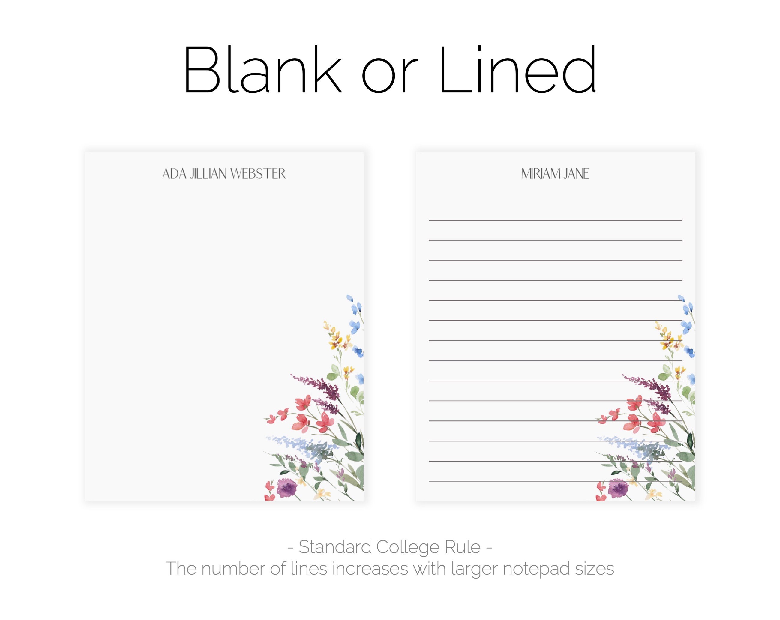 Wildflower Custom Notepad Flower Personalized Notepad - Etsy