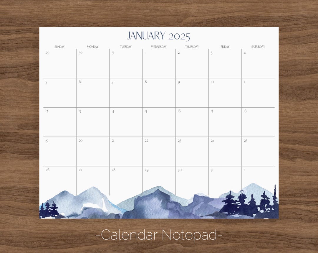 Watercolor Mountain Calendar Notepad, 8x10 2025 Magnetic Calendar for ...