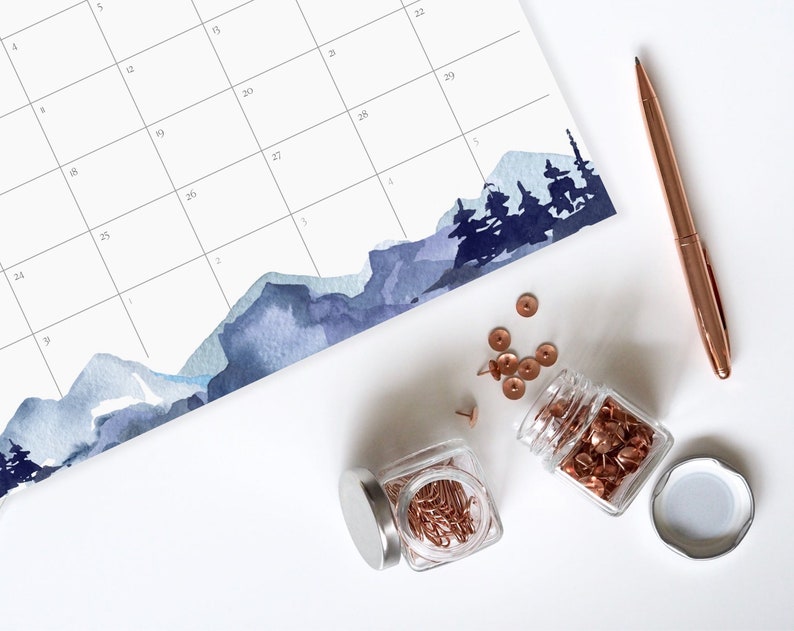 Watercolor Mountain Calendar Notepad 8x10 2022 Magnetic - Etsy