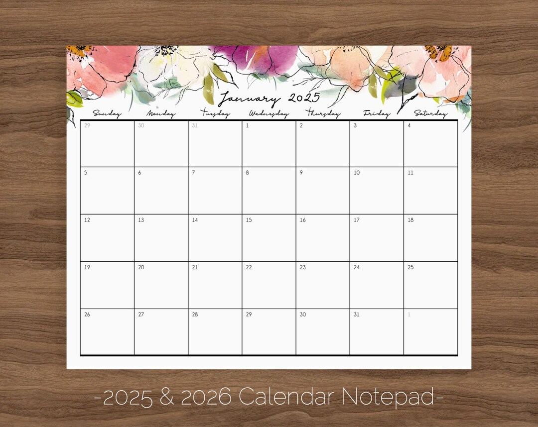 Pastel Garden Calendar Notepad | Magnetic Calendar for Fridge | Desk ...