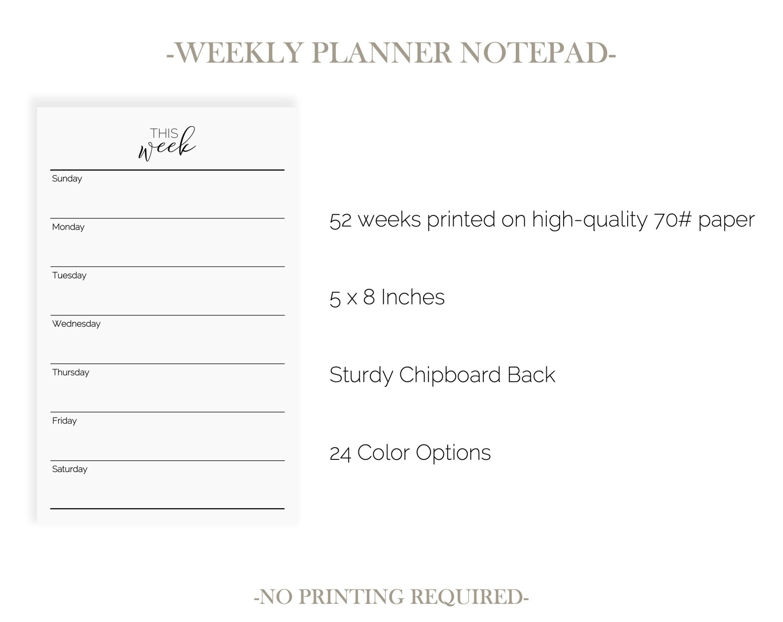 Simple Weekly Planner Pad | 2020 Weekly Planner | Weekly Planner ...