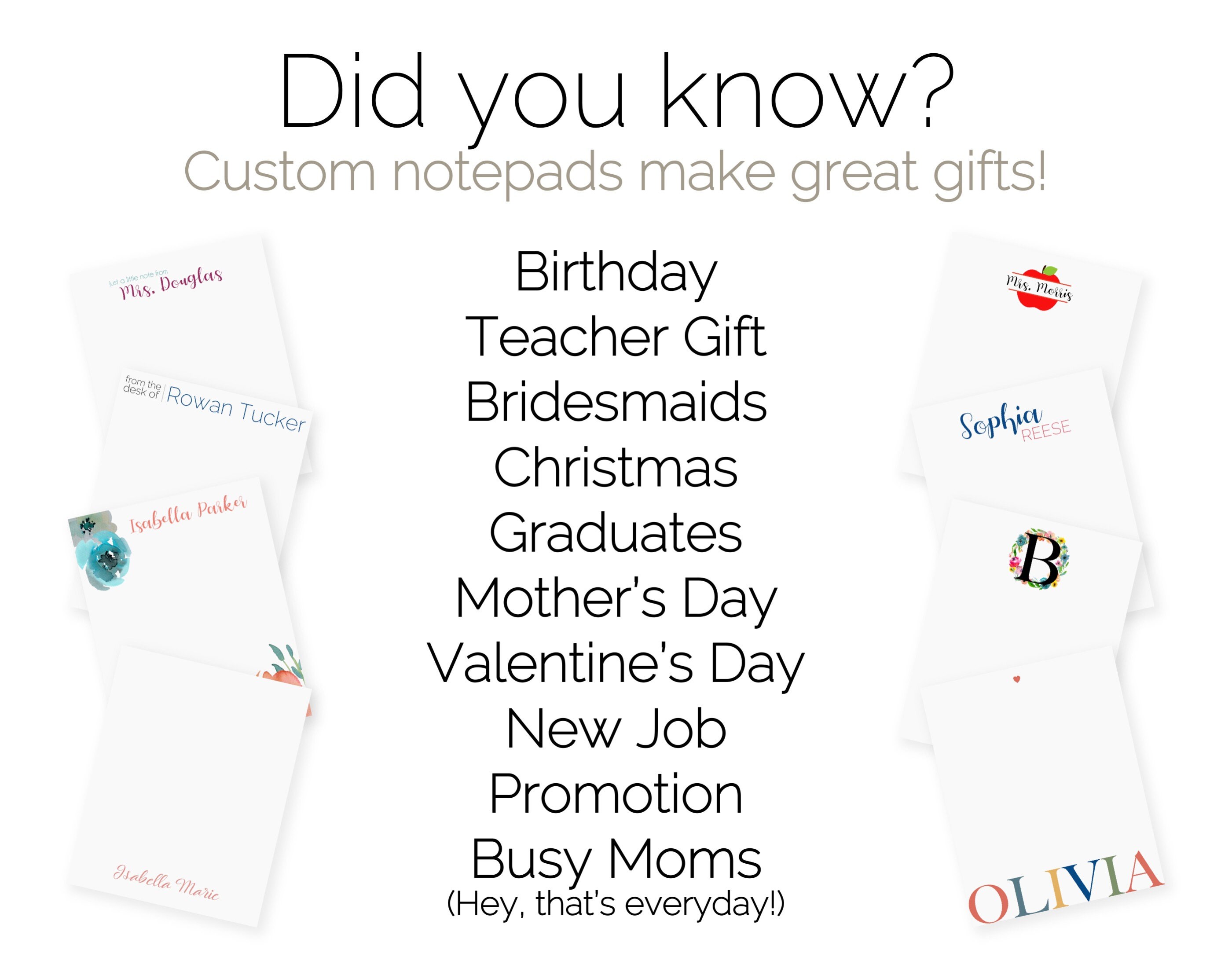 Personalized Notepad With Name Custom Notepad Custom | Etsy