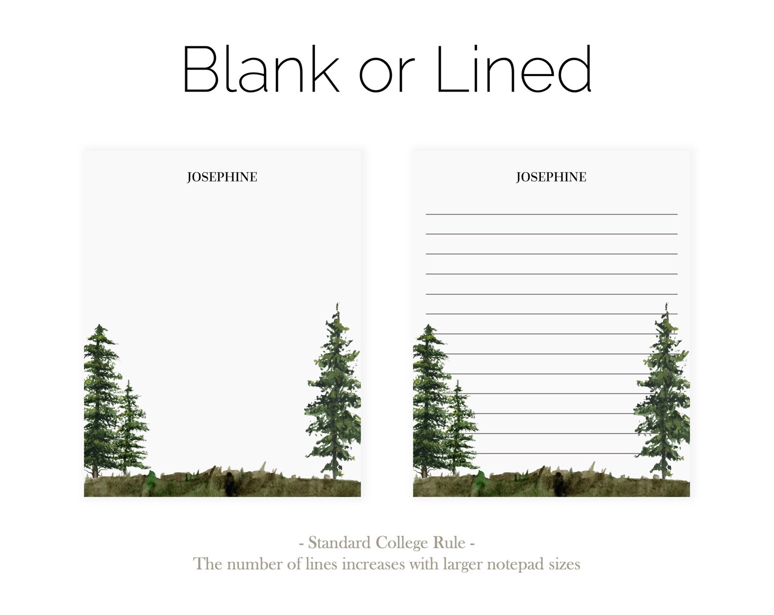 Pine Tree Notepad Custom Notepad Nature Theme Outdoors | Etsy