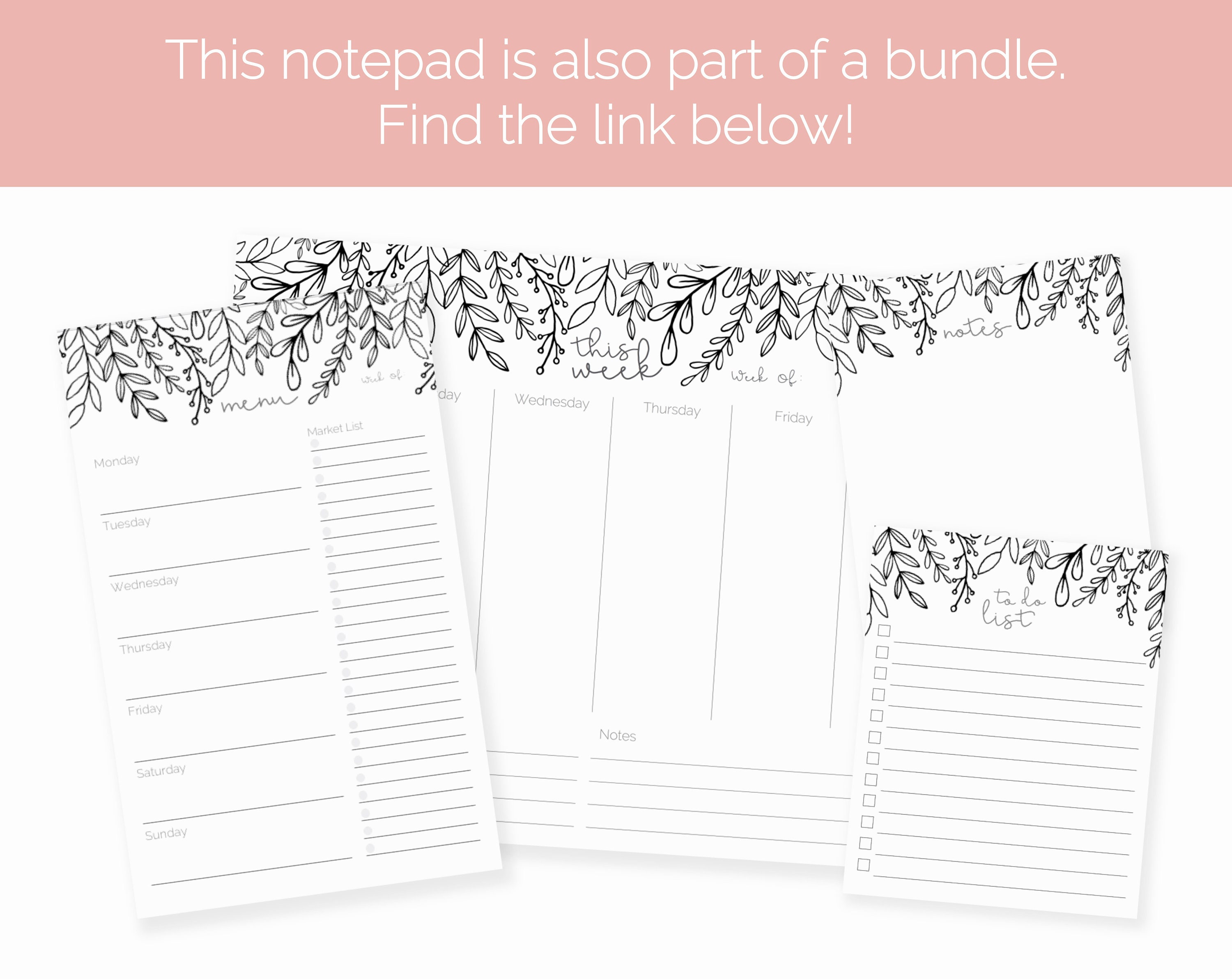 Simple Notepad Doodle Notepad for Coloring Lined or | Etsy