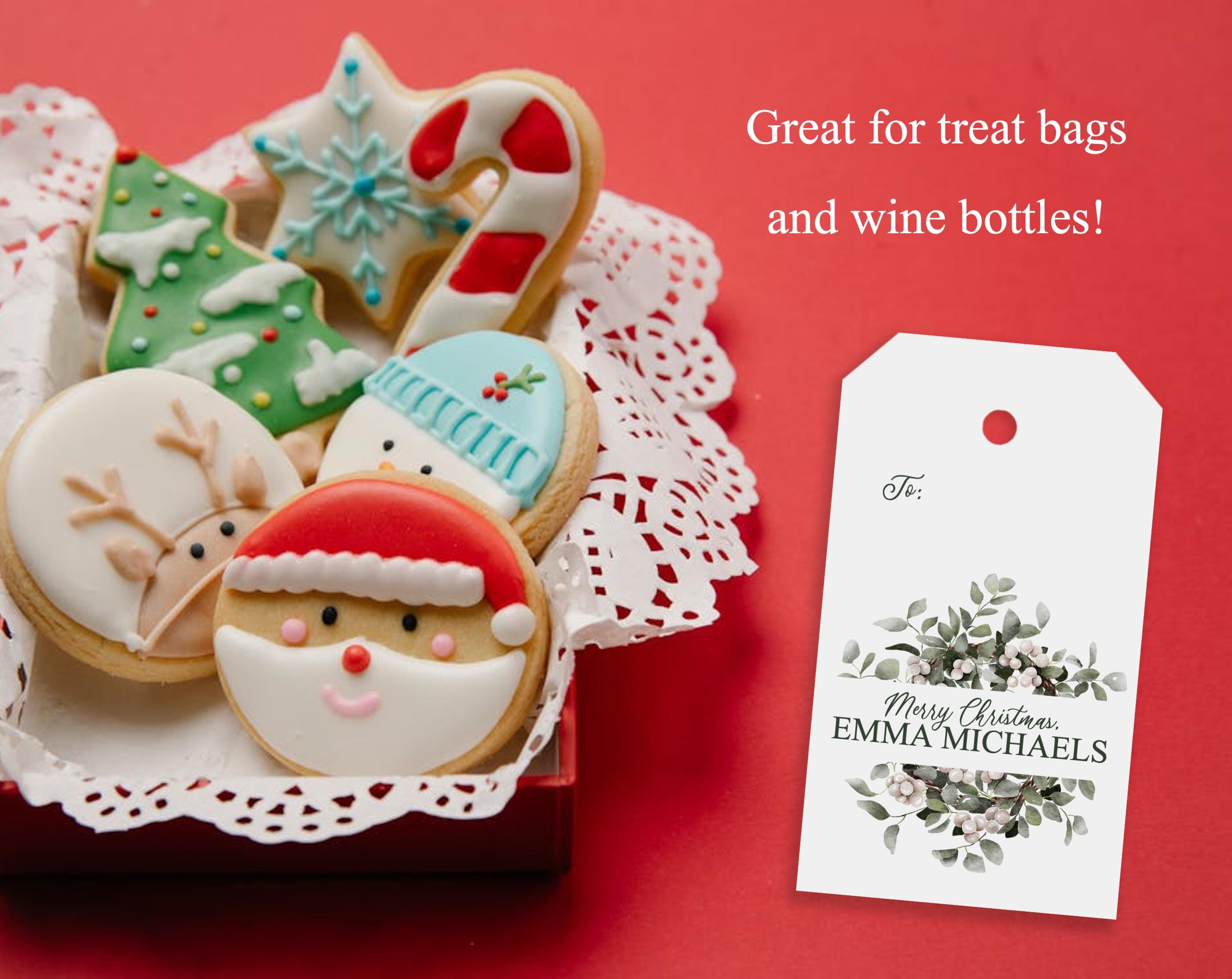 PRINTED Personalized Christmas Gift Tags | Set of 20 Eucalyptus Wreath ...
