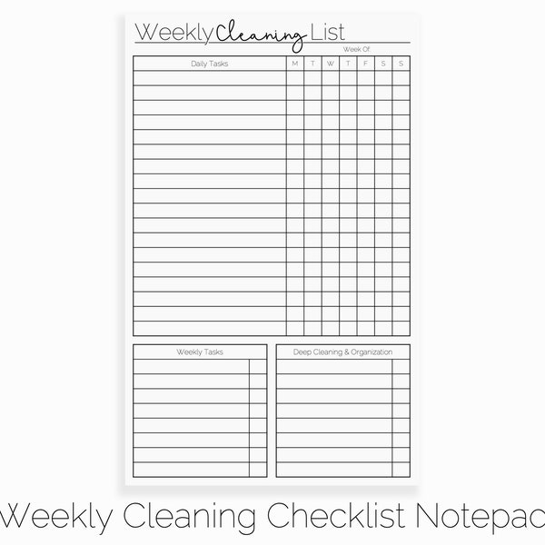 Weekly Cleaning Checklist - Etsy