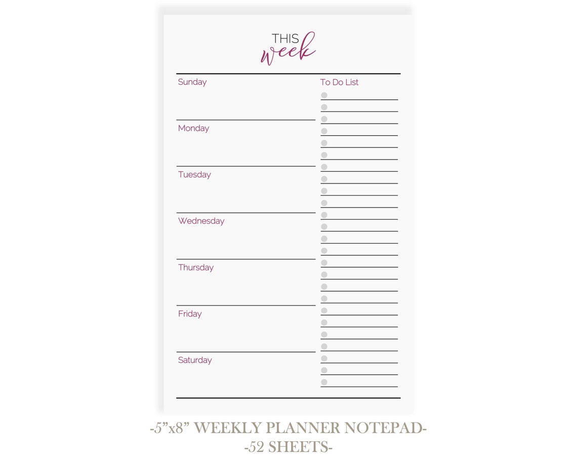 To Do List Weekly Planner Pad 2020 Weekly Planner Weekly - Etsy