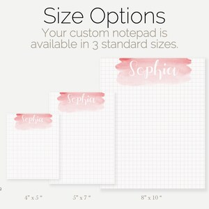 Personalized Name Grid Notepad | Watercolor Pink Custom Notepad ...