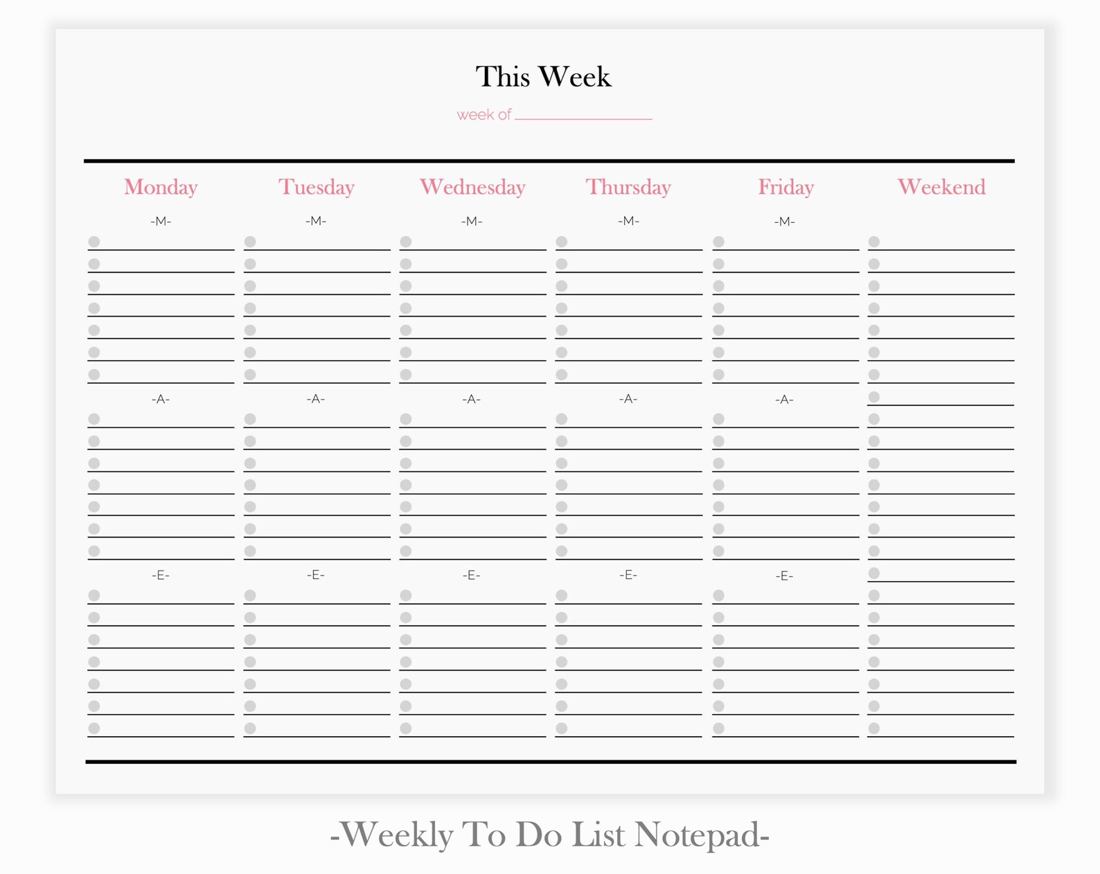 Weekly to Do List Notepad Weekly Planner Notepad Daily to - Etsy