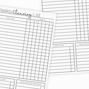 Weekly Cleaning Schedule Notepad | Weekly Cleaning Checklist Notepad ...