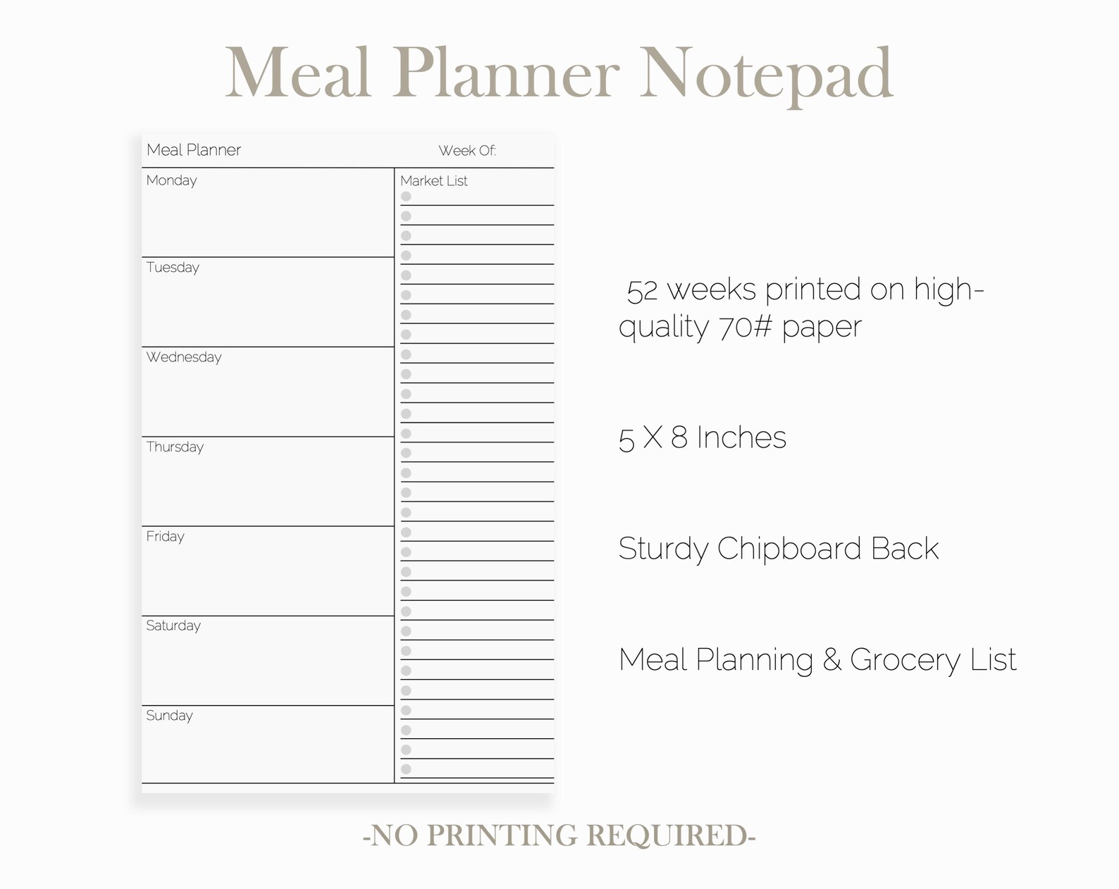 Weekly Meal Planner Notepad Magnetic Menu Planner Notepad | Etsy