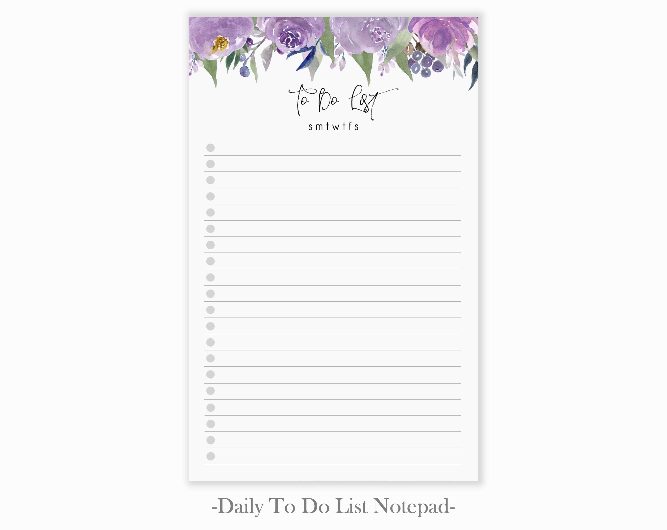 Purple Peony to Do List Notepad | Daily Tasks Checklist Notepad for ...