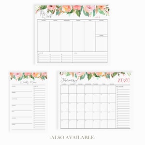 Floral Weekly Planner Pad | 2020 Weekly Planner | Pink Weekly Planner ...