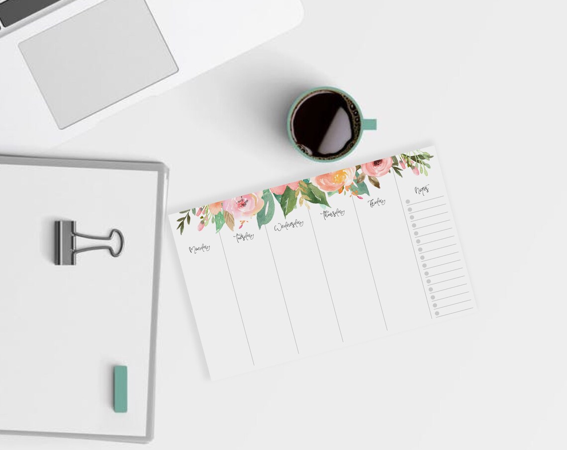 To Do List Floral Weekly Planner Pad | Small Weekly Planner Notepad | 5 ...