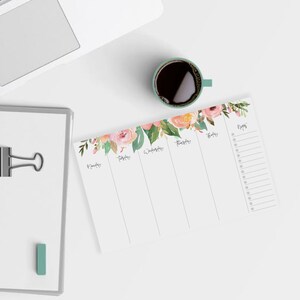 To Do List Floral Weekly Planner Pad | Small Weekly Planner Notepad | 5 ...