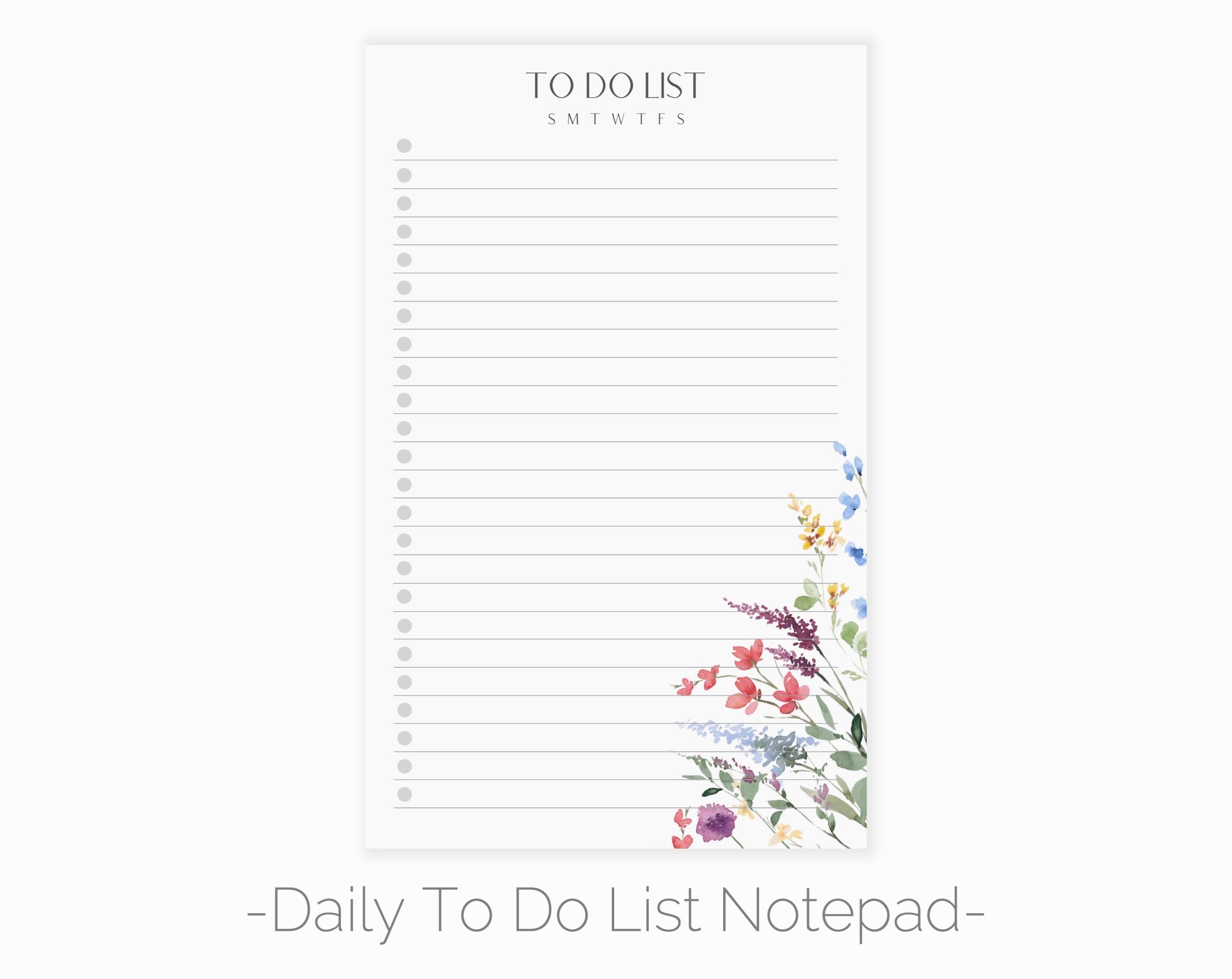 Wildflower To Do List Notepad Daily Tasks Checklist | Etsy