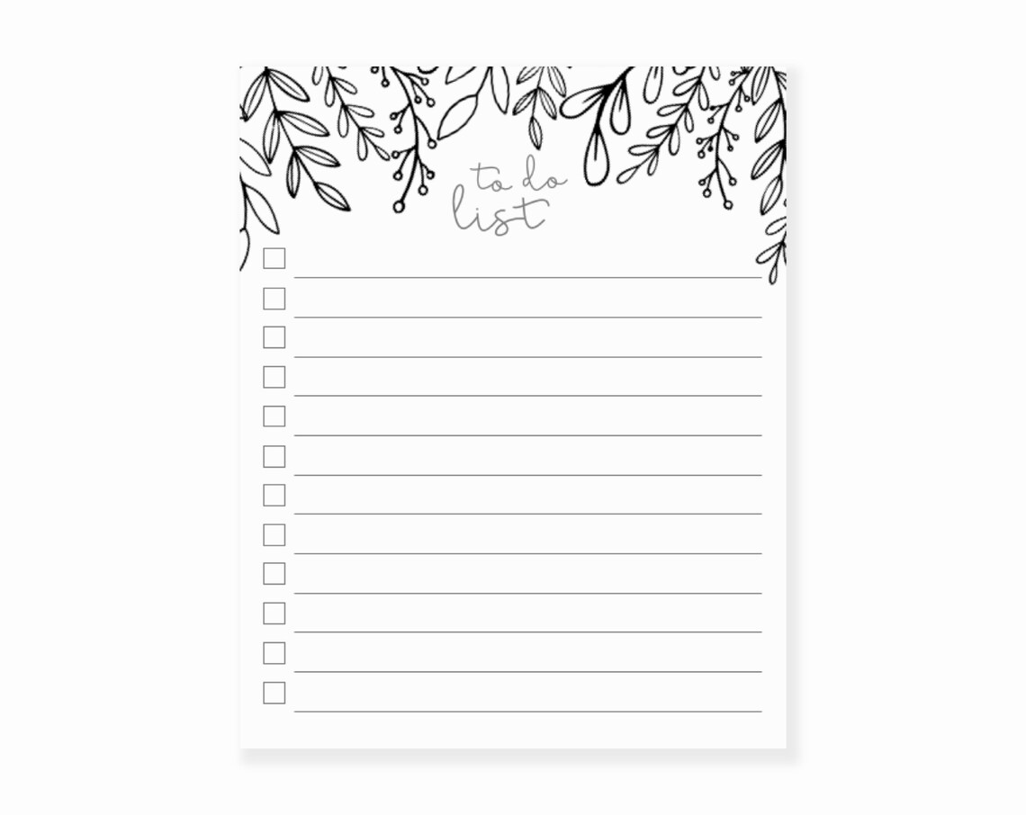 To Do List Notepad | Cute Floral Notepad | Lined to Do List | Doodle ...