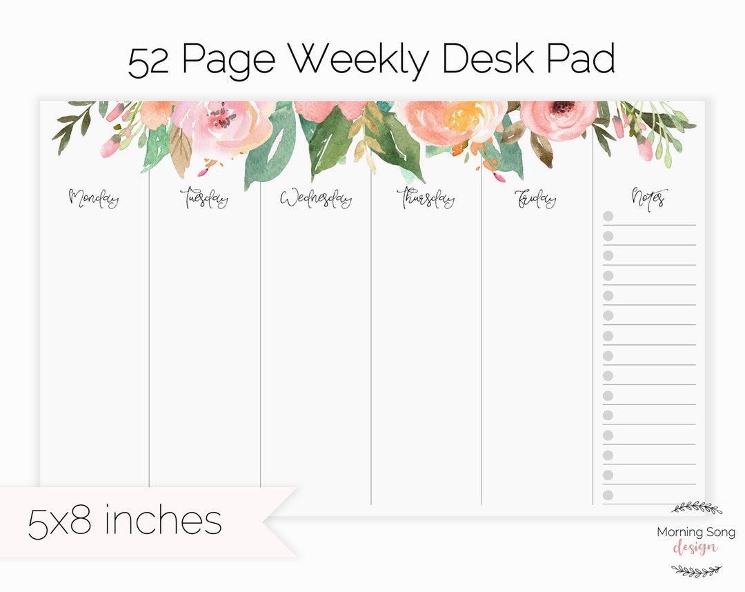 To Do List Floral Weekly Planner Pad | Small Weekly Planner Notepad | 5 ...