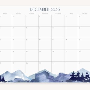 Watercolor Mountain Calendar Notepad, 8x10 2025 Magnetic Calendar for ...