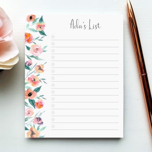 Personalized to Do List Pink Floral Notepad Custom Planner - Etsy