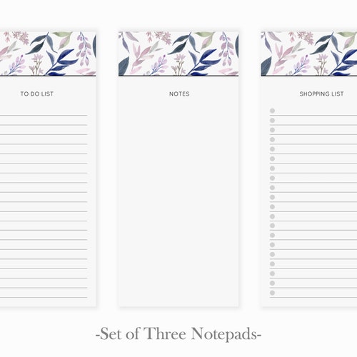 Pastel Garden Floral Notepad Set of 3 Magnetic to Do List - Etsy