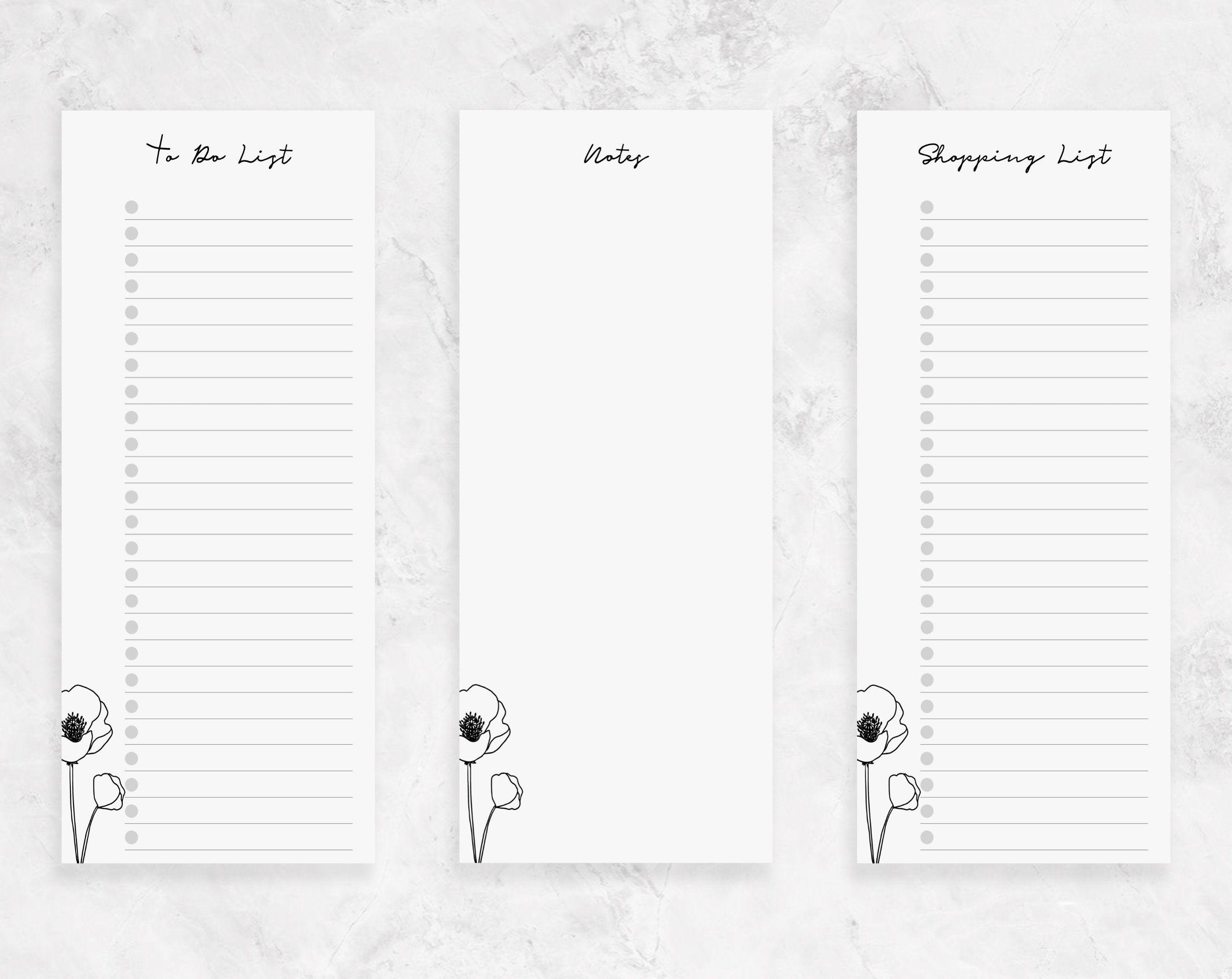 Summer Poppy Notepad Set of 3 Magnetic to Do List Notepad | Etsy