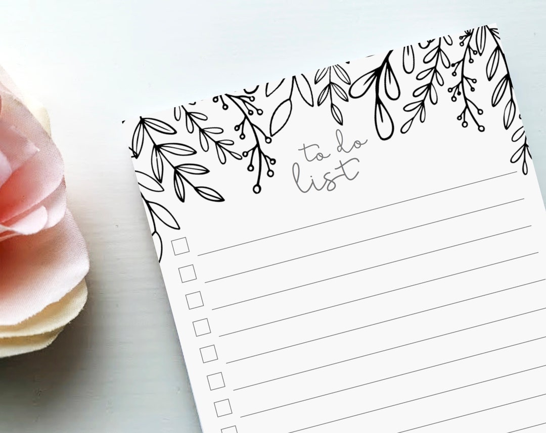 To Do List Notepad | Cute Floral Notepad | Lined to Do List | Doodle ...
