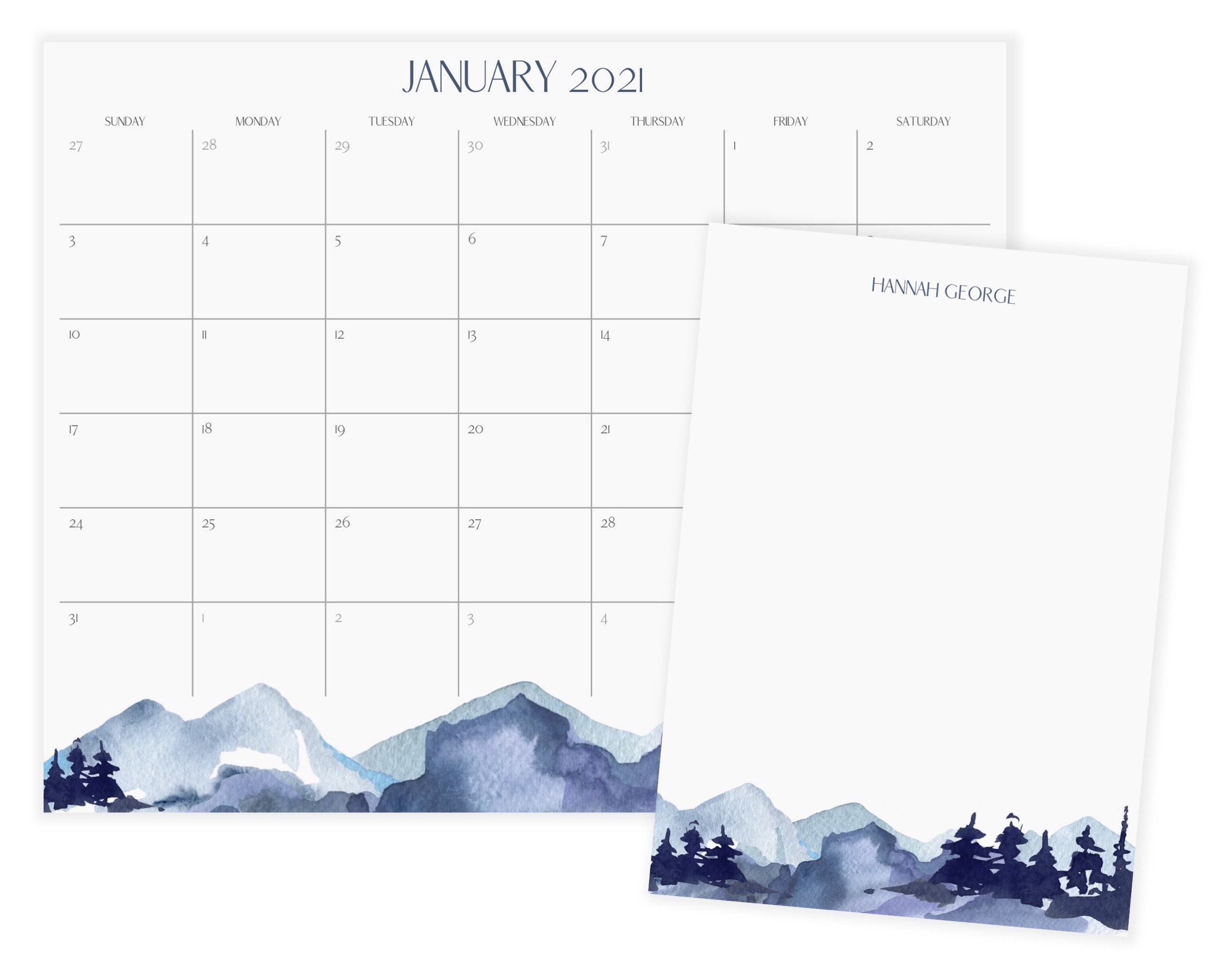 Watercolor Mountain Custom Notepad Nature Personalized | Etsy