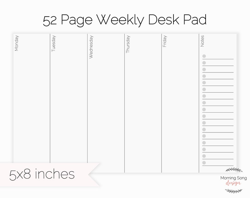 Modern Weekly Planner Pad Small Weekly Calendar Desk Pad - Etsy