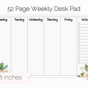 Floral Weekly Planner Pad | Small Weekly Desk Pad Calendar | 5 Day ...