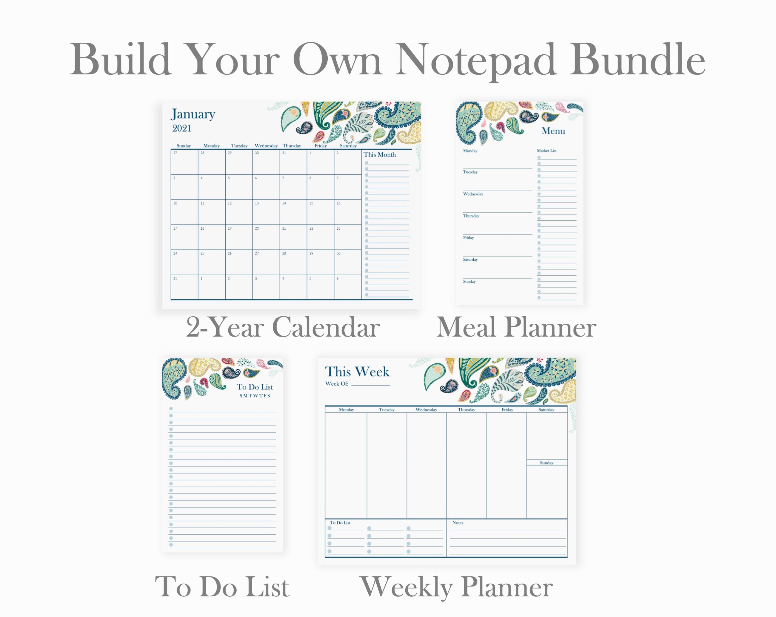 Weekly Planner Pad Bundle | Notepad Planner Set | 2021 Weekly Planner ...