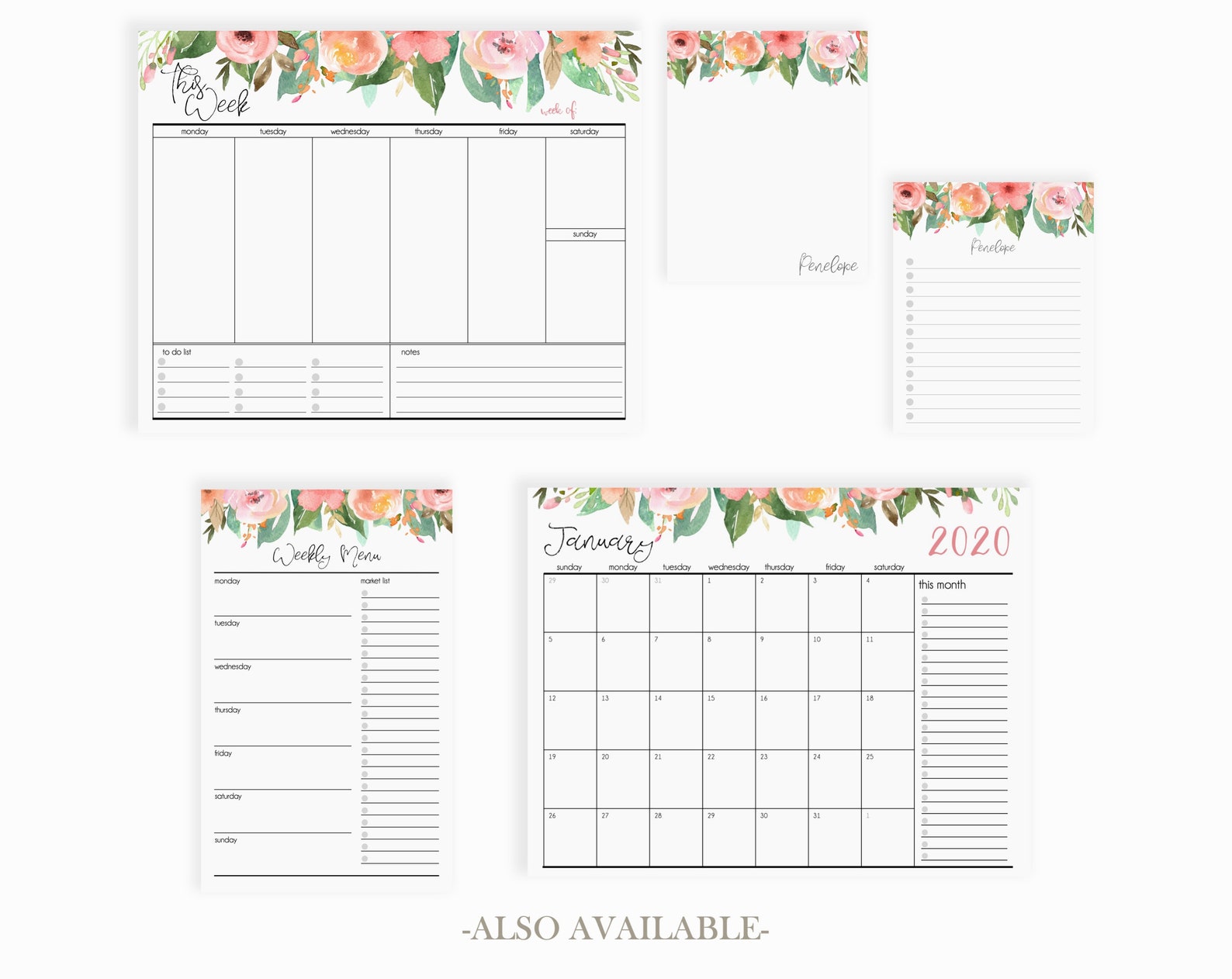Personalized to Do List Notepad | Custom Pink Floral to Do Notepad ...