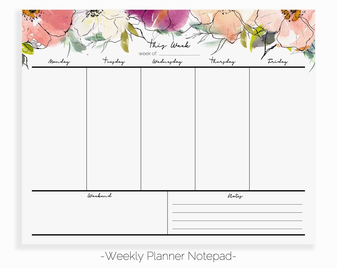 Pastel Garden Weekly Planner Notepad | Flower Notepad Planner | 2020 ...