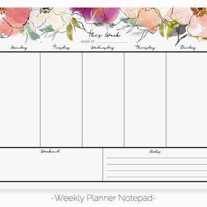 Pastel Garden Weekly Planner Notepad | Flower Notepad Planner | 2020 ...