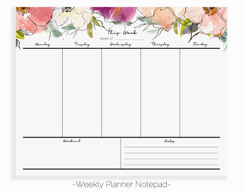 Pastel Garden Weekly Planner Notepad | Flower Notepad Planner | 2020 ...