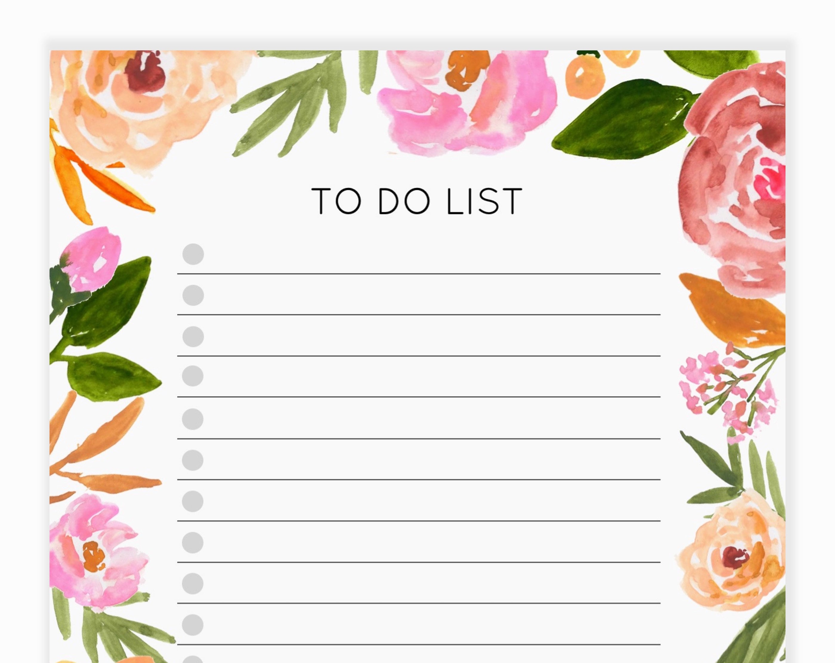 Pink Floral Daily to Do List Notepad Pink Flowers Desk - Etsy