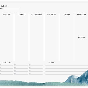 Mountain Weekly Planner Notepad | Notepad Planner | Family Organizer ...