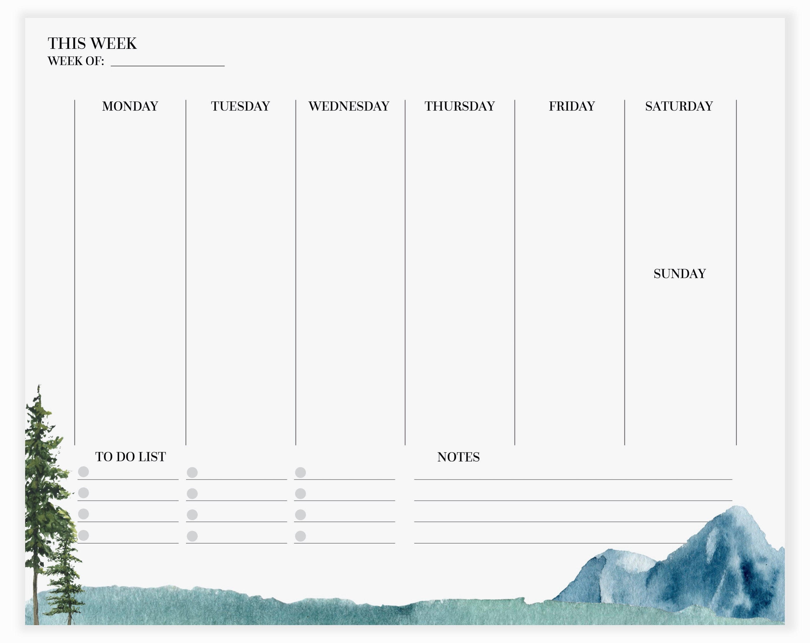 Mountain Weekly Planner Notepad Notepad Planner Family - Etsy