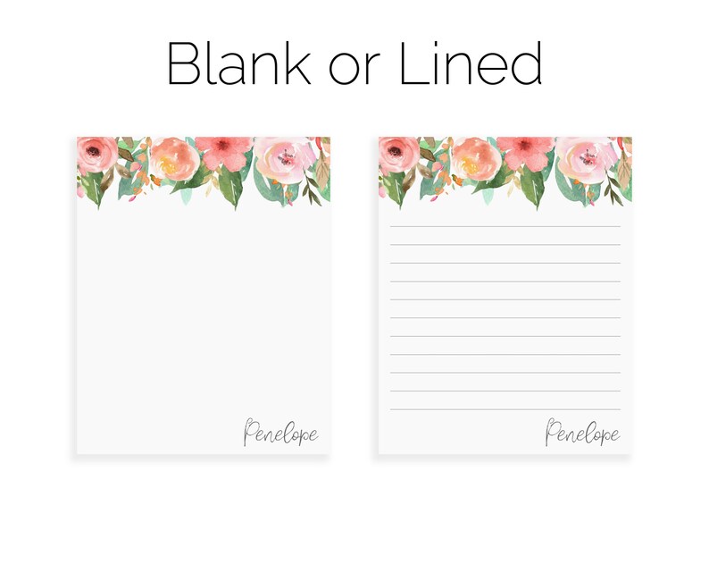 Pink Floral Personalized Notepad Pink Flowers Custom Notepad | Etsy