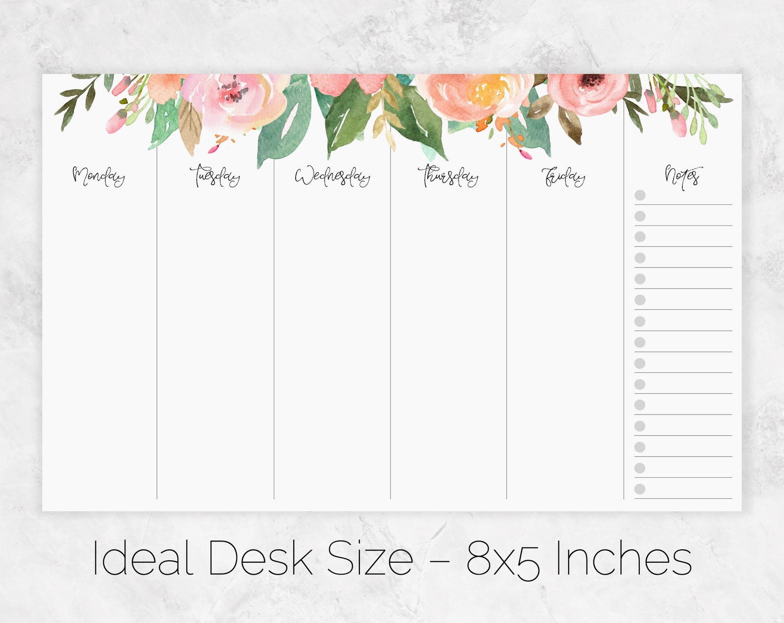 To Do List Floral Weekly Planner Pad Small Weekly Planner | Etsy