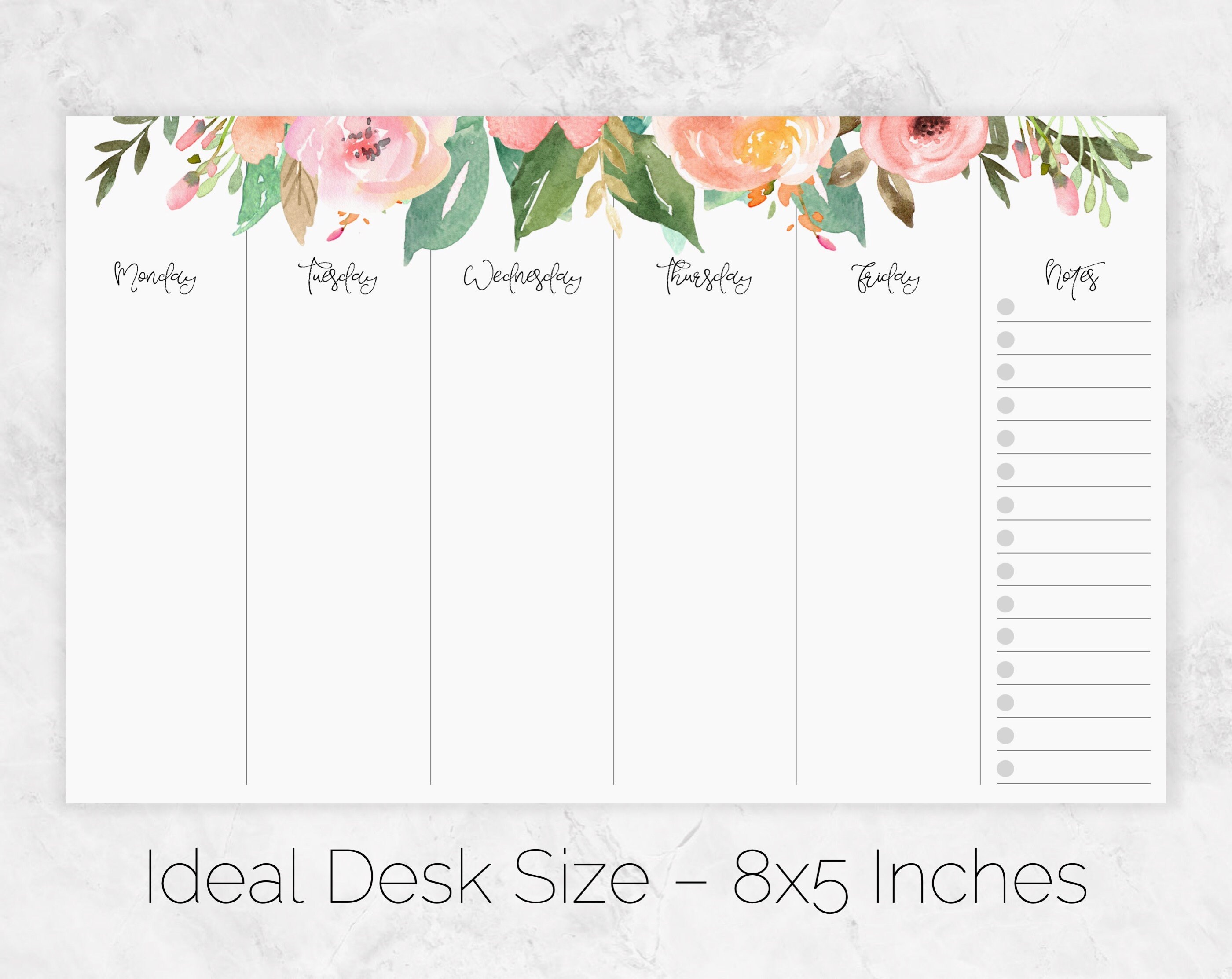 To Do List Floral Weekly Planner Pad Small Weekly Planner - Etsy