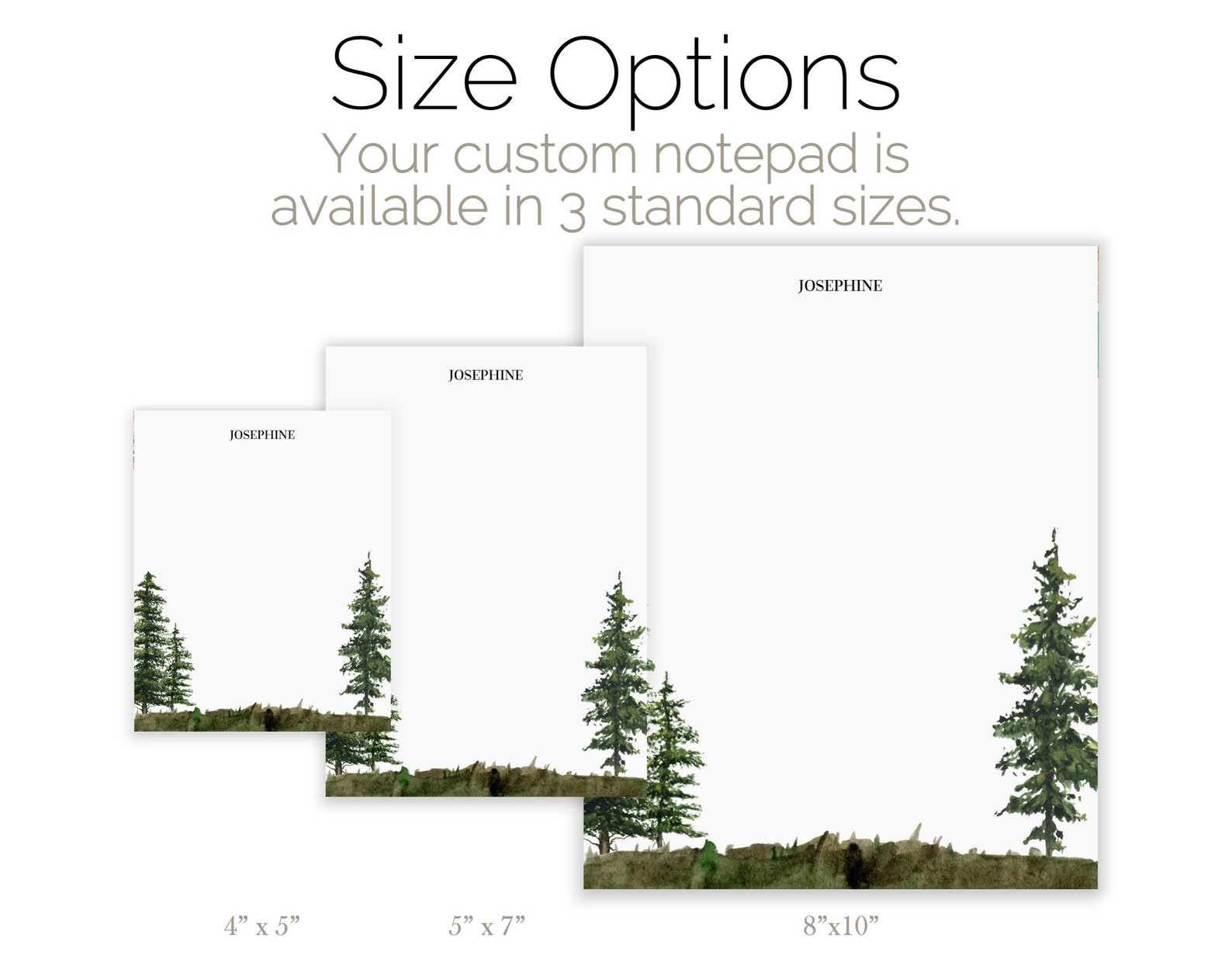 Pine Tree Notepad | Custom Notepad Nature Theme | Outdoors Personalized ...