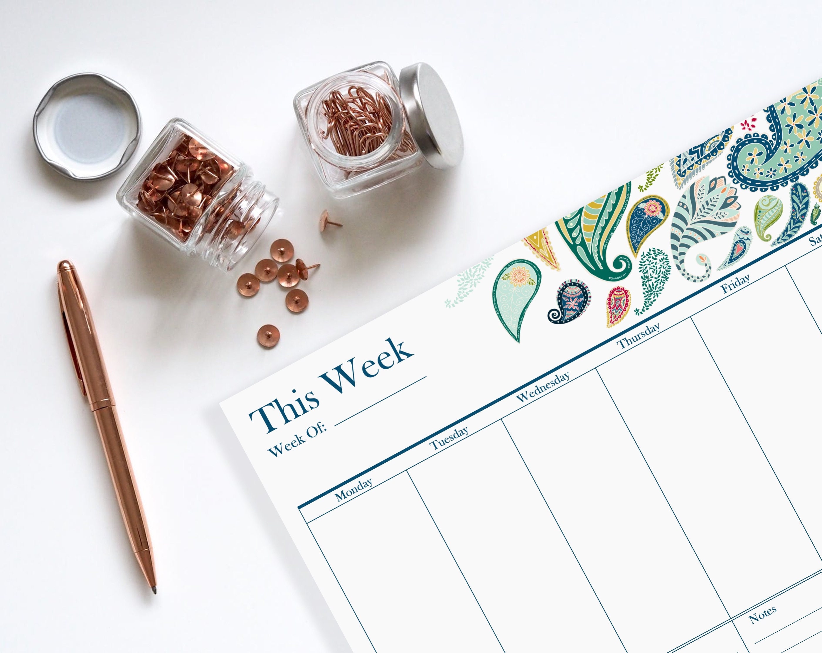 Weekly Planner Pad Paisley Weekly Desktop Planner Student | Etsy