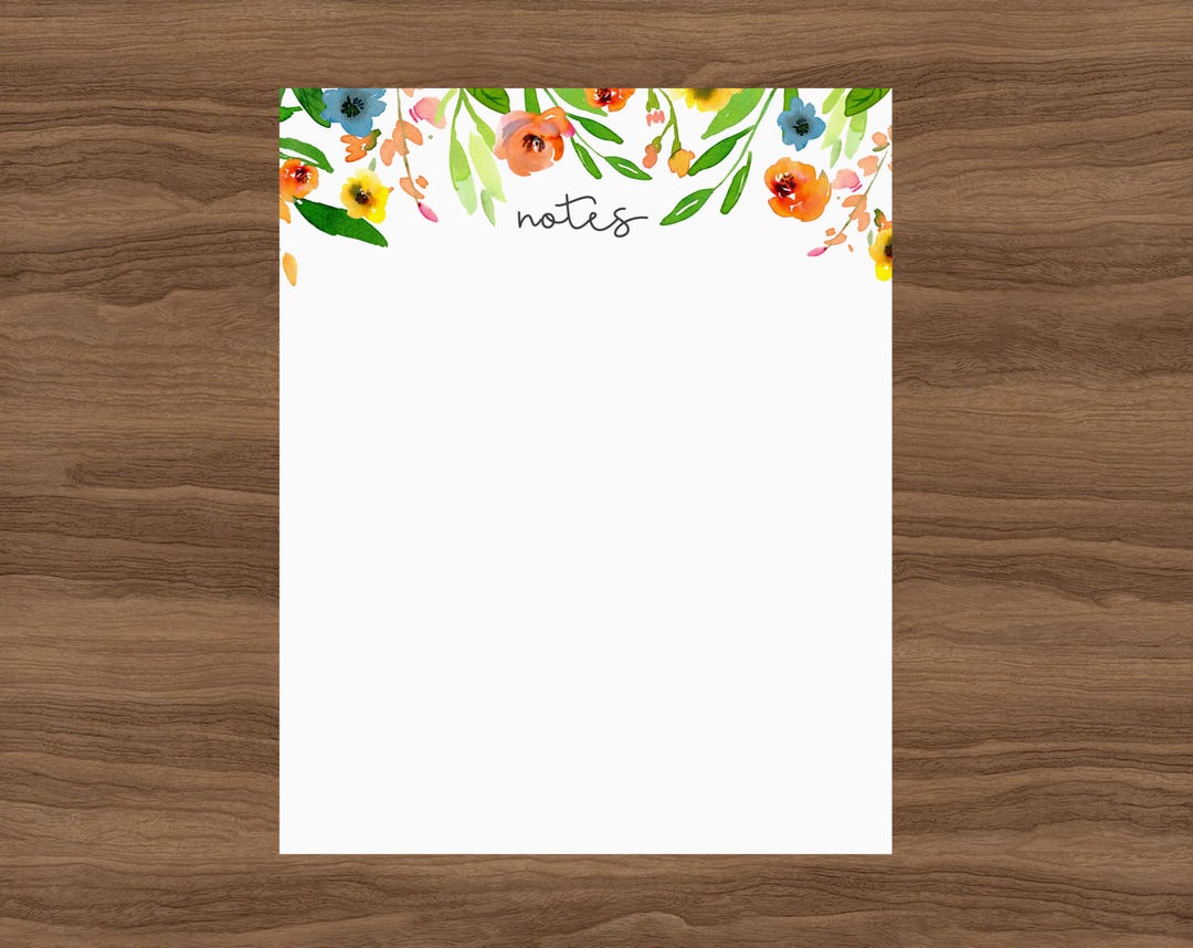 Floral Notepad, Simple Lined or Unlined Notepads, Teacher or Bridesmaid ...