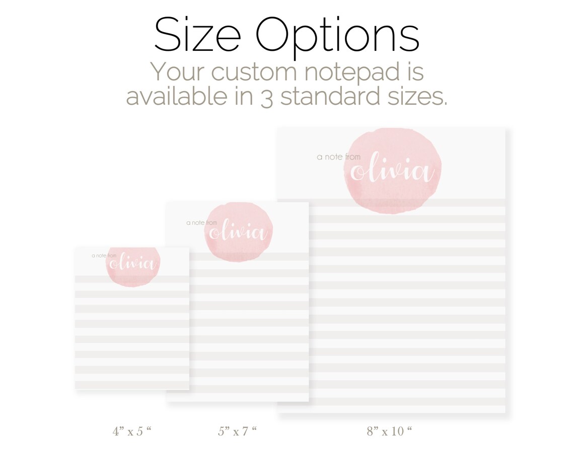 Personalized Watercolor Lined Notepad in Pink Custom Name - Etsy