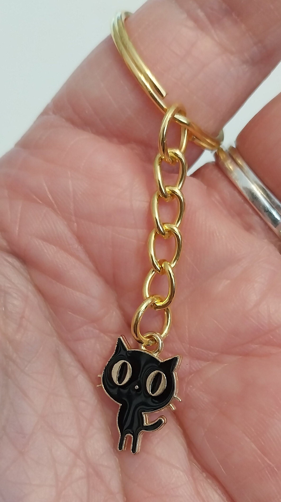 Assorted Cute Kawaii Enamel Black Cat Keyrings, Cat Keyring, Kitty Cat ...