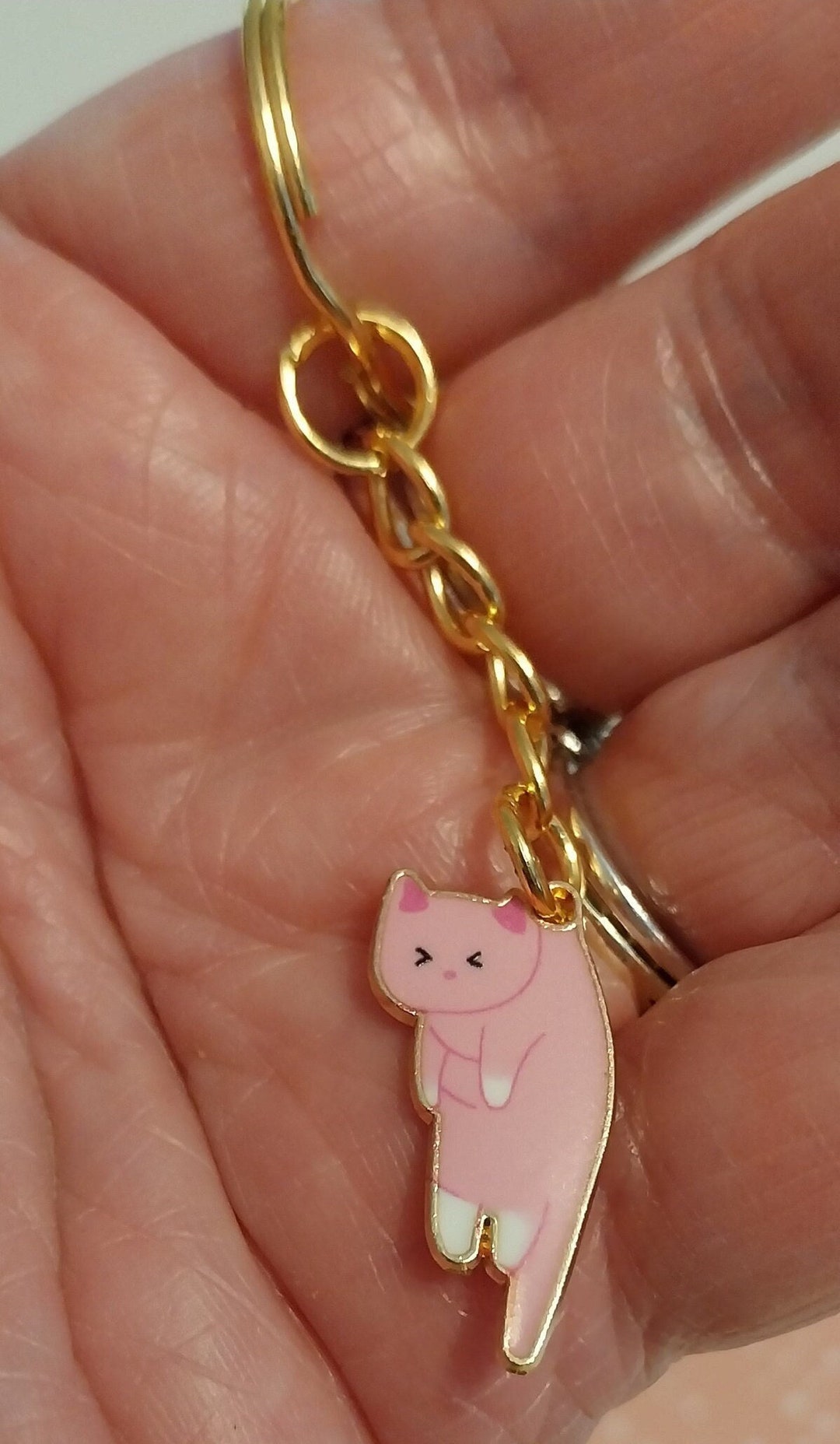 1 Pc Cute Kawaii Enamel Cartoon Cat Keyring, Cat Keyring, Kitty Cat ...