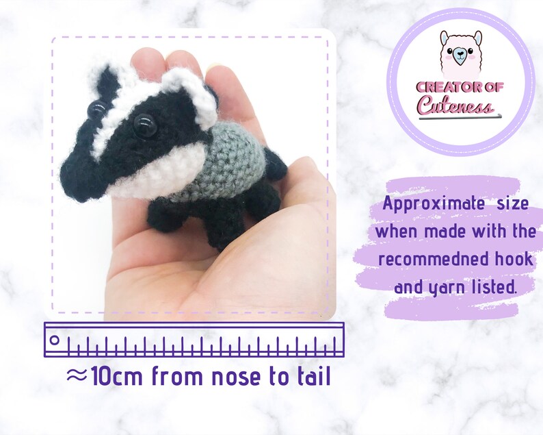 Crochet Badger Pattern: *bertie the Badger* Cute Woodland Animal ...